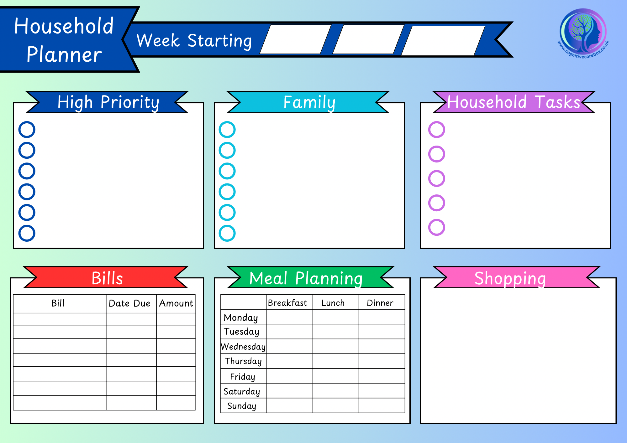 ADHD Household Planner – Cognitive Care Box