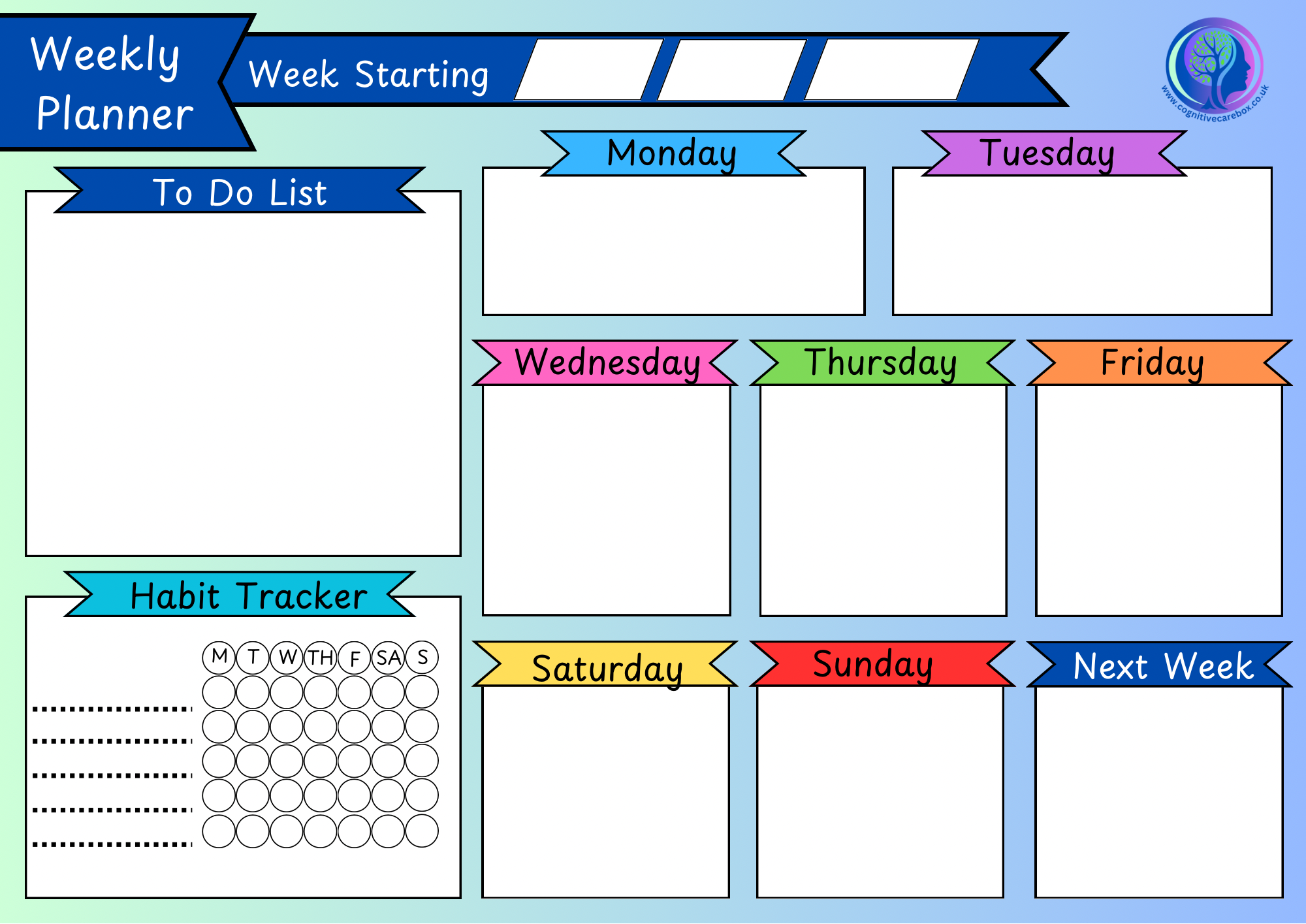 ADHD Weekly planner – Cognitive Care Box